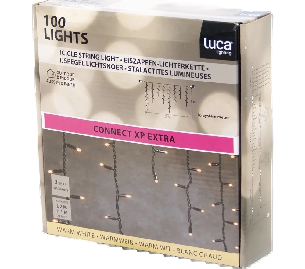 Luca Lighting connect xp lichtsnoer icicle 100 led lampjes warm wit 2m ...